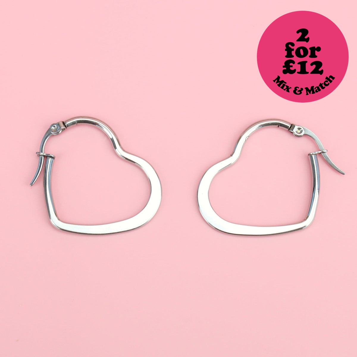 30mm Heart Hoops (Stainless Steel)