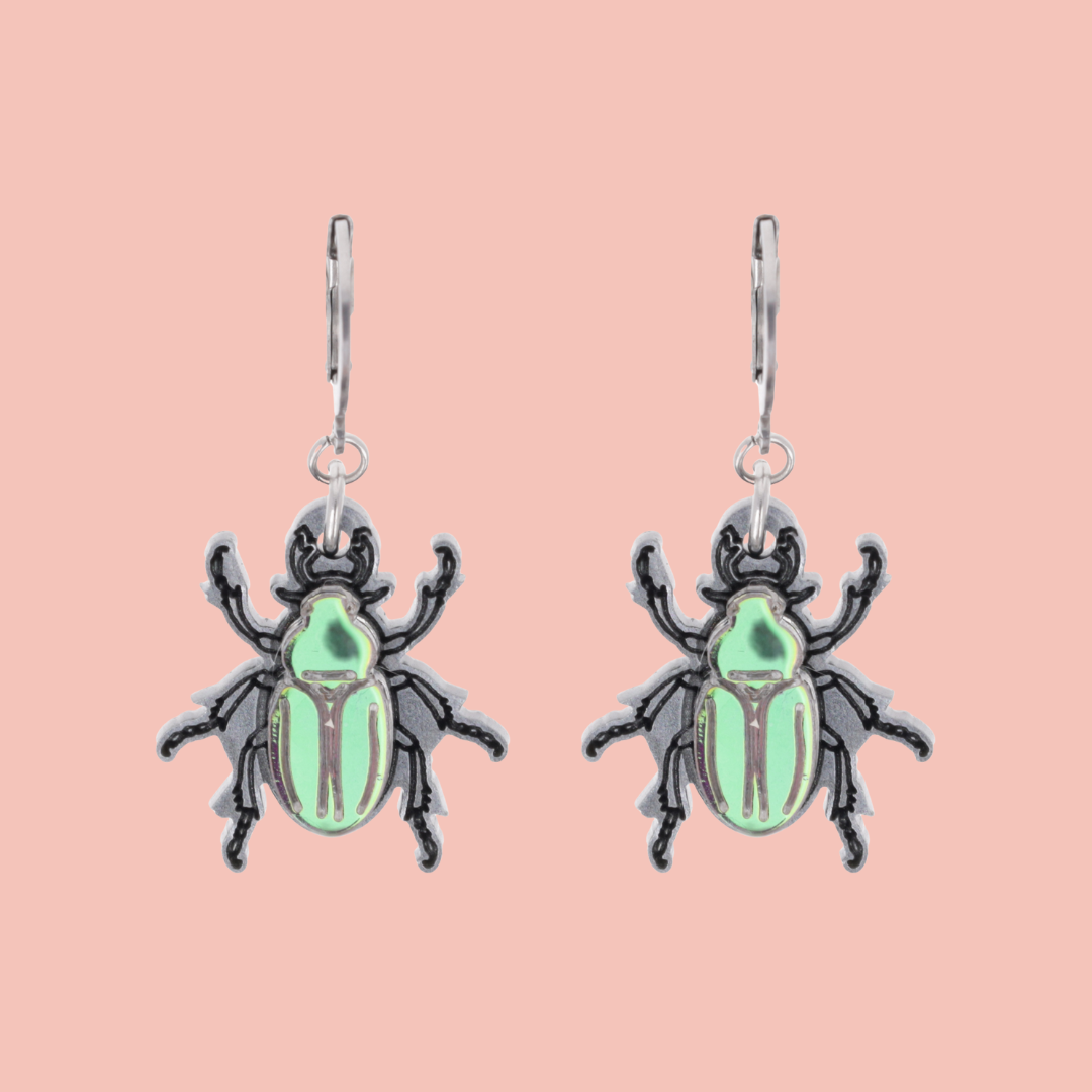 Jewel Summer Beetle Huggie Hoop Earrings