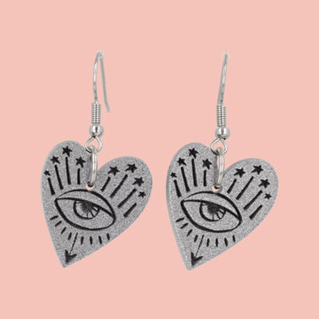 Eye Love You Earrings - Silver